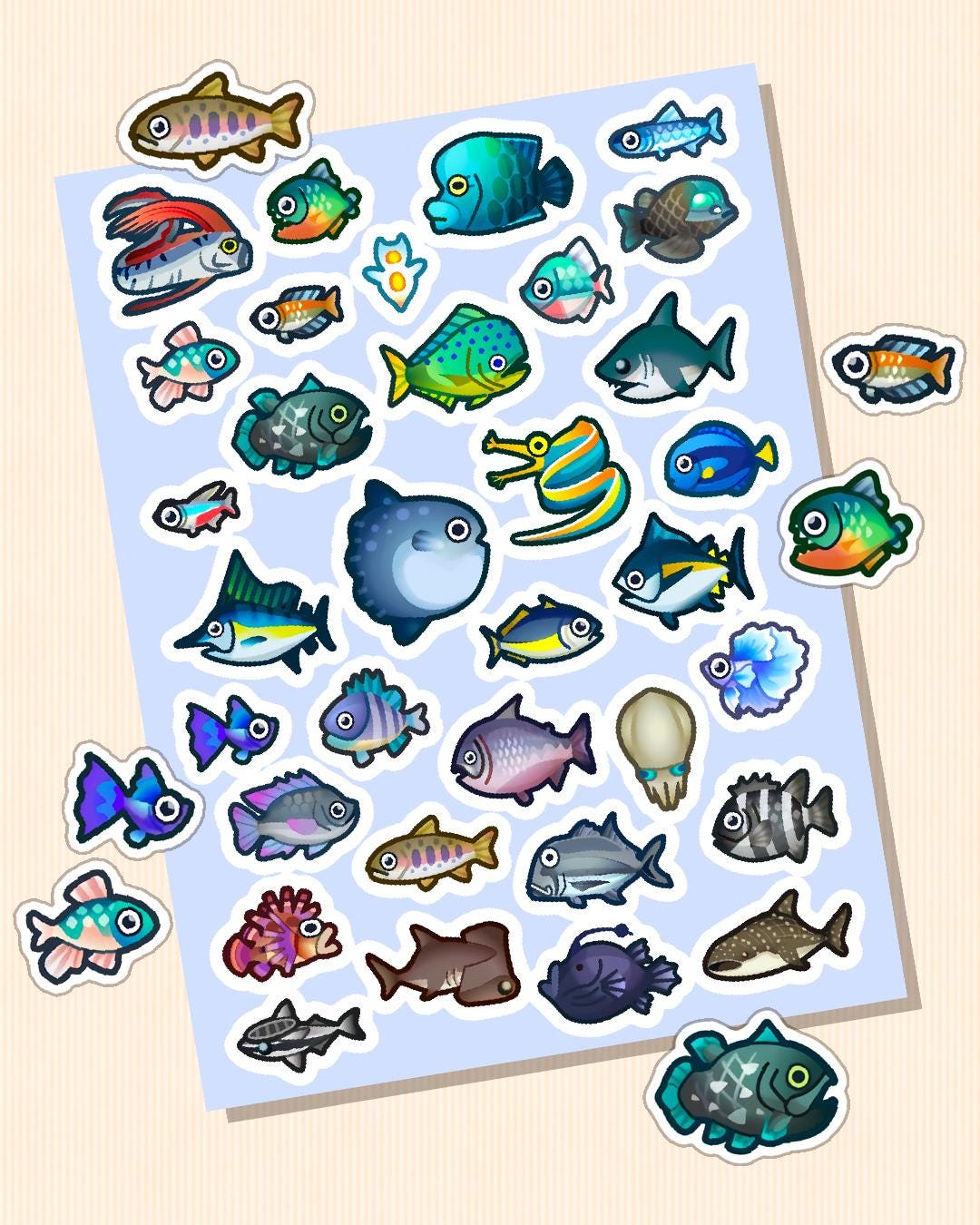 Animal Crossing Fish Stickers: ACNH Waterproof Vinyl Aquarium Stickers ...