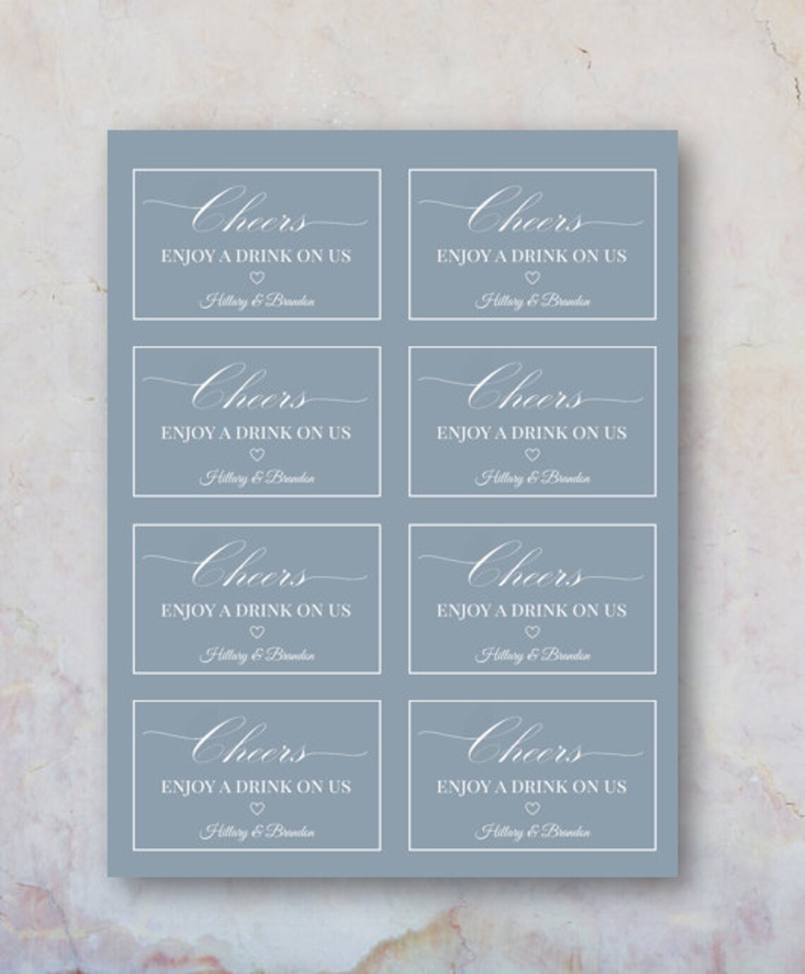 Dusty Blue and White Drink Ticket Template - Etsy