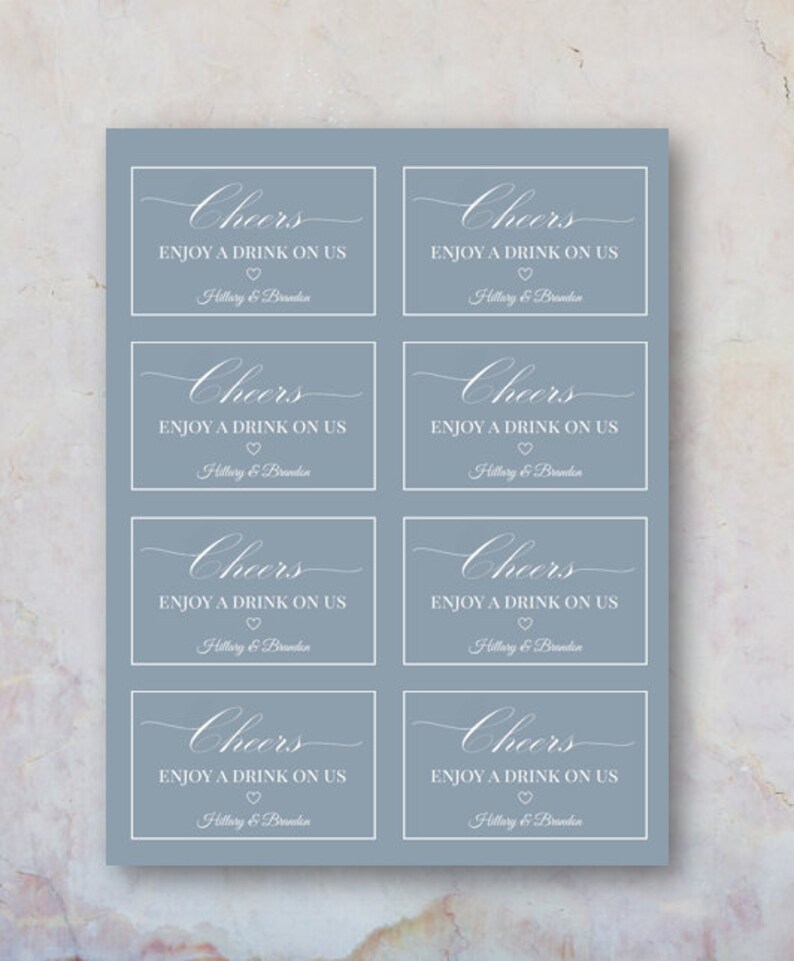 Dusty Blue and White Drink Ticket Template - Etsy