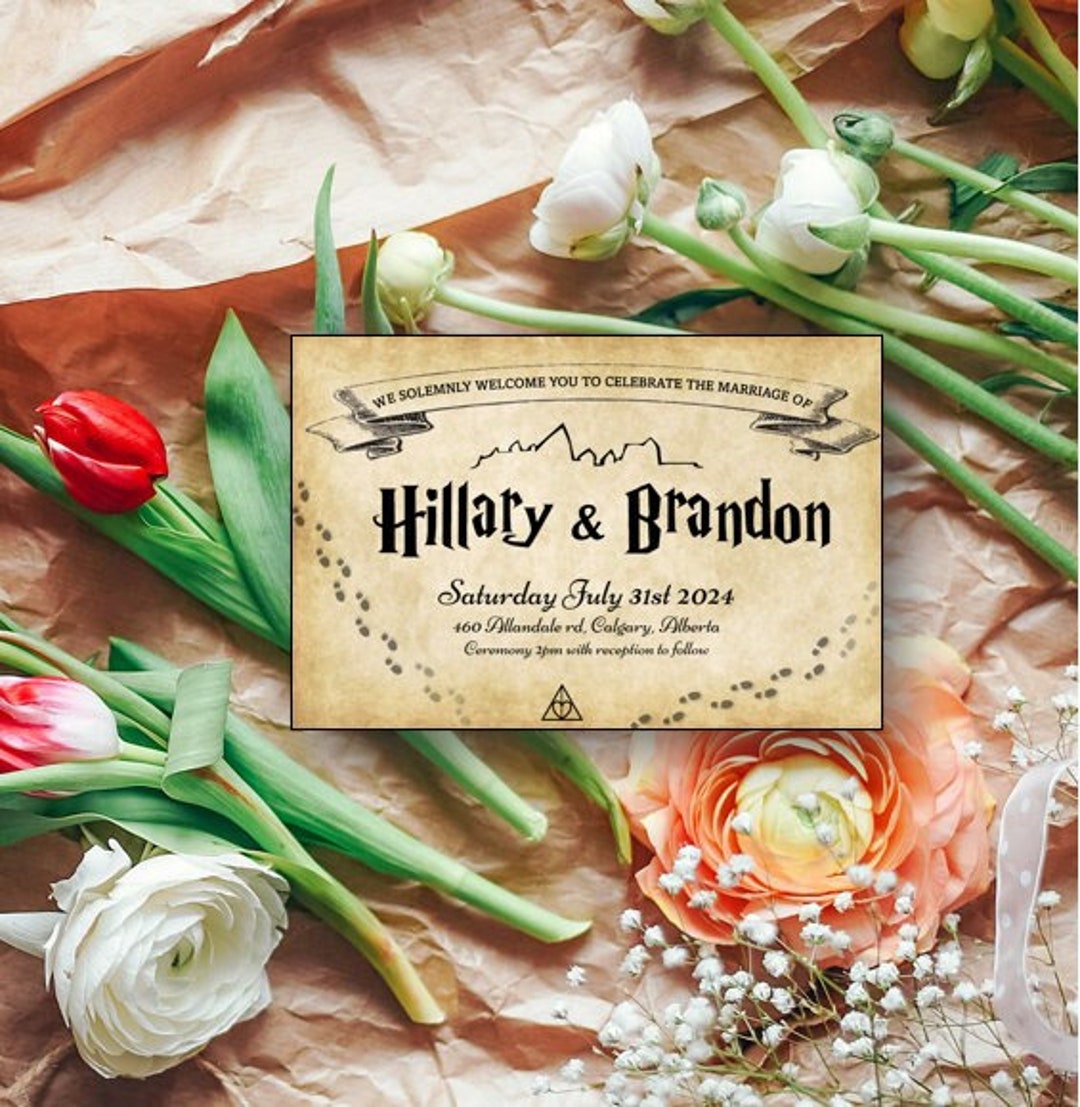 H Potter Wizarding World Wedding Invitation Template - Etsy