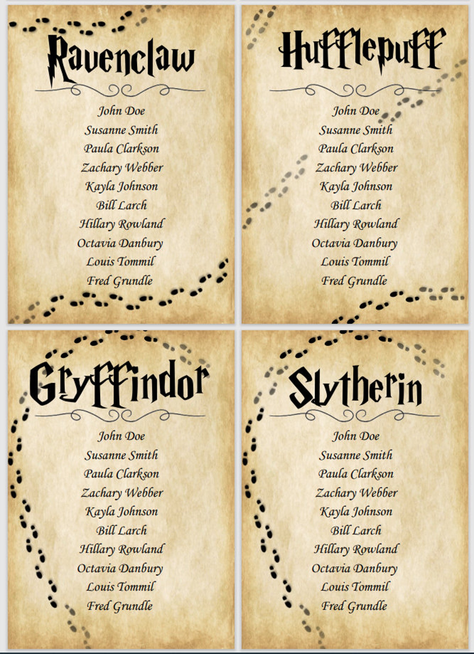 H Potter Magical Wizarding World Locations Marauders Map- Wedding ...