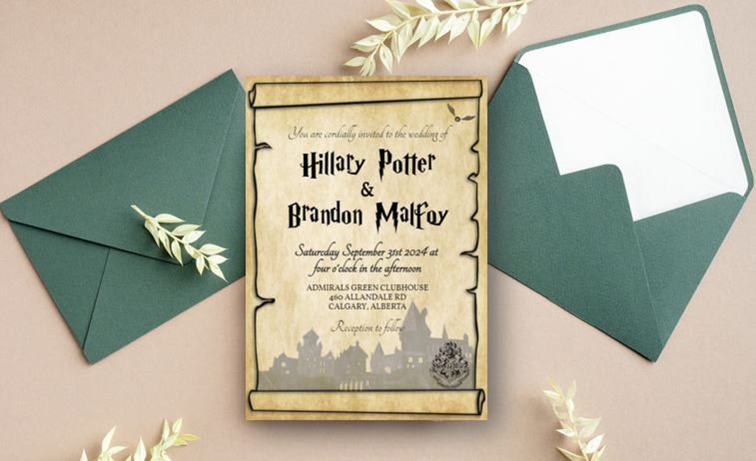 H Potter Wizarding World Wedding Invitation Template - Etsy