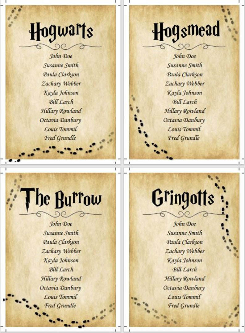 H Potter Magical Wizarding World Locations Marauders Map- Wedding ...