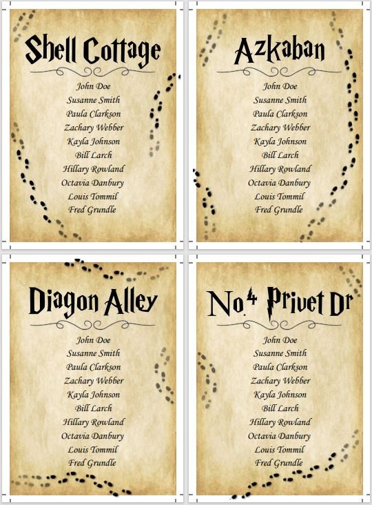 H Potter Magical Wizarding World Locations Marauders Map- Wedding ...