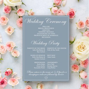 Dusty Blue and White Wedding Ceremony Program Template - Etsy