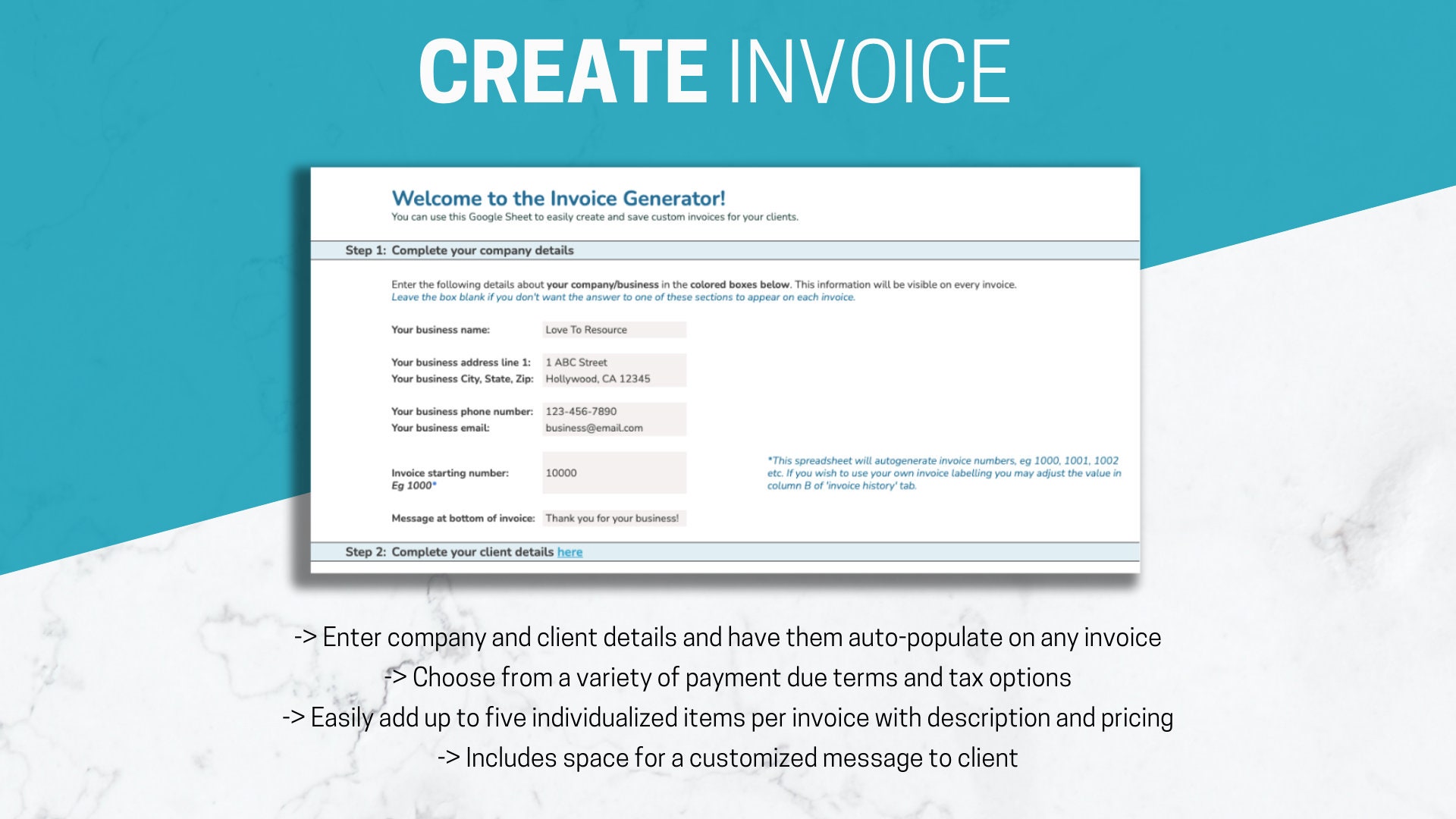 Invoice Generator Spreadsheet | Easily and Quickly Create, Store and ...