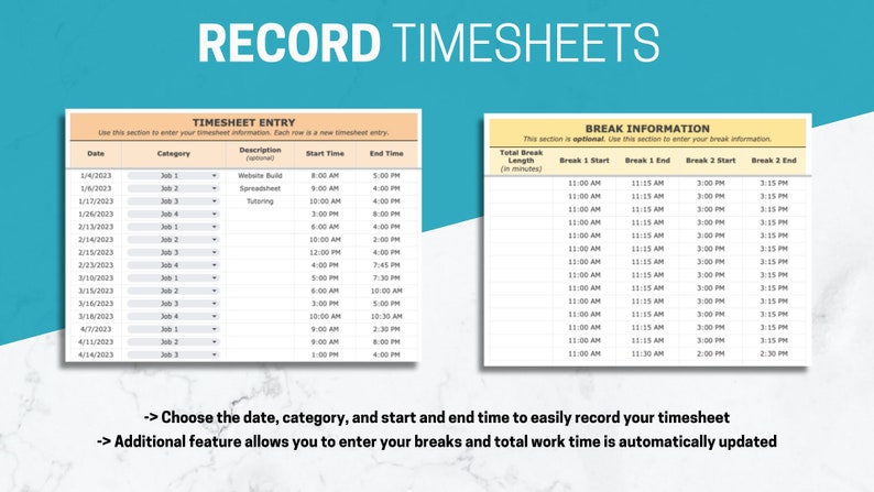 Personal Timesheet Tracker Spreadsheet Easily Track and Analyze Your ...