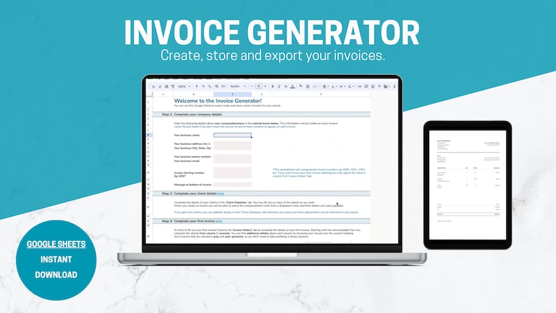 Invoice Generator Spreadsheet | Easily and Quickly Create, Store and ...