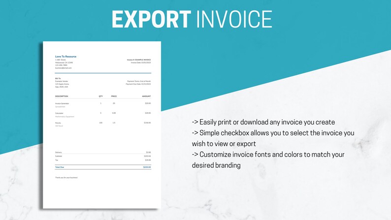 Invoice Generator Spreadsheet | Easily and Quickly Create, Store and ...