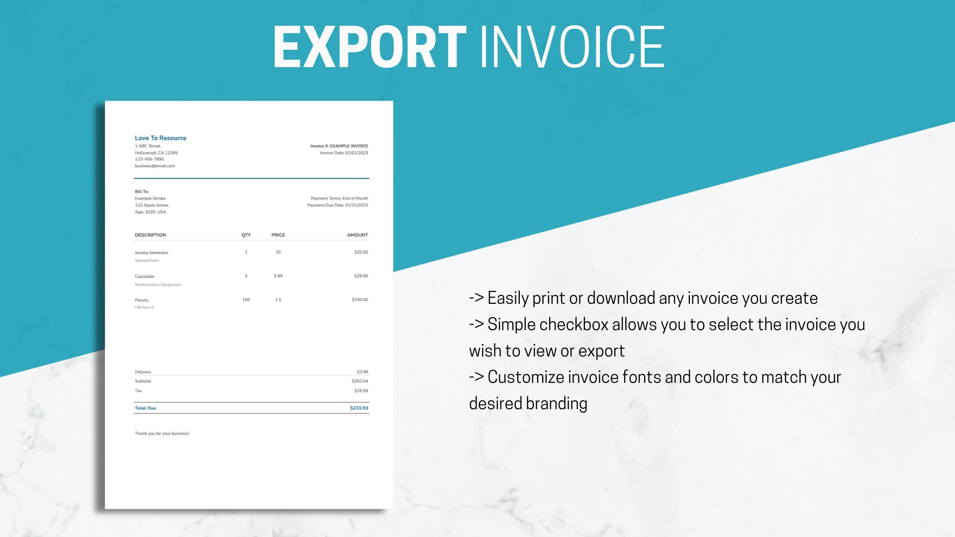 Invoice Generator Spreadsheet | Easily and Quickly Create, Store and ...