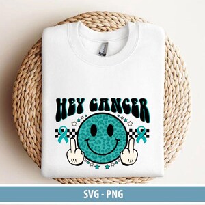 Hey Cancer Groovy Smiley Face SVG PNG, Breast Cancer Svg, Pink ...