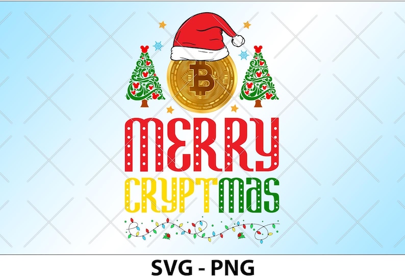 Merry Cryptmas SVG PNG, Bitcoin Blockchain Christmas Tree Santa Hat Svg ...