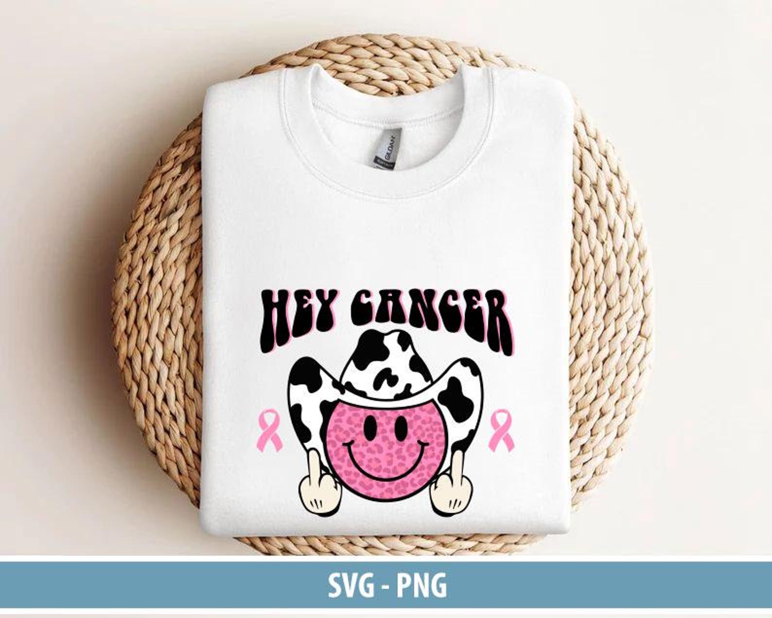 Hey Cancer Groovy Smiley Face SVG PNG, Breast Cancer Svg, Pink ...