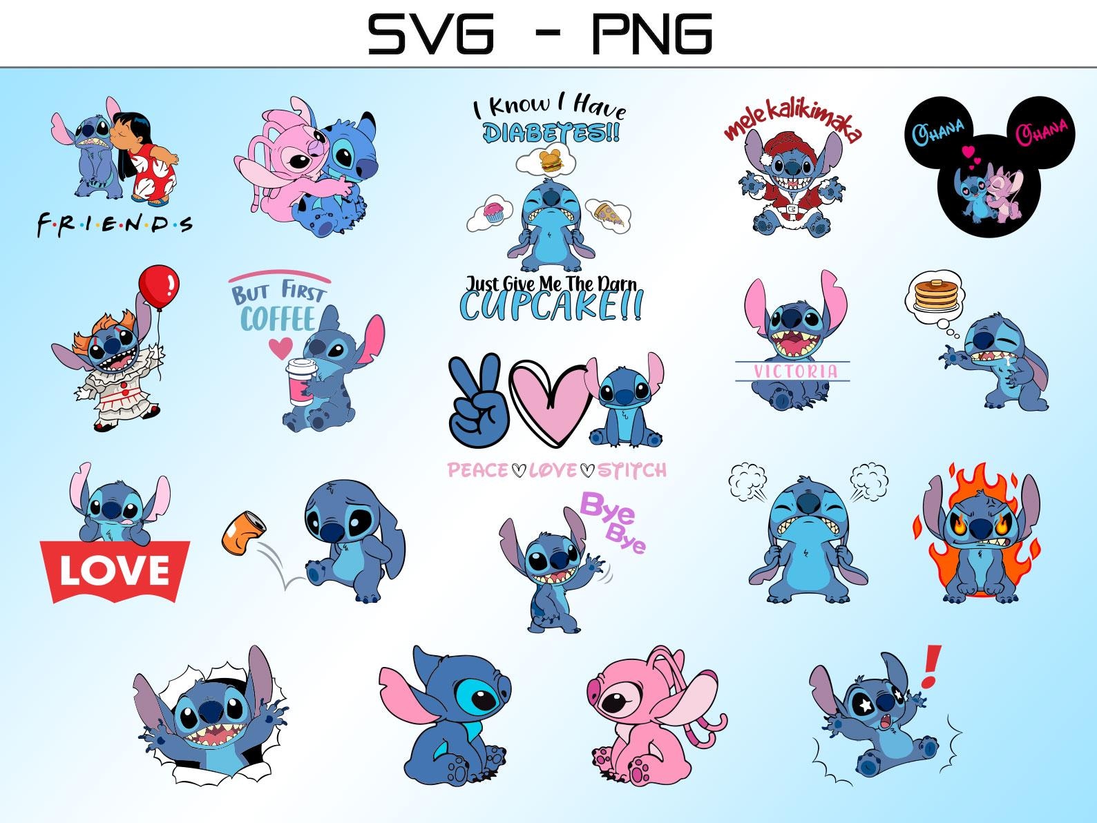 Stitch & Angel SVG PNG Bundle, Stitch Couple Svg, Peace Love Stitch Svg ...