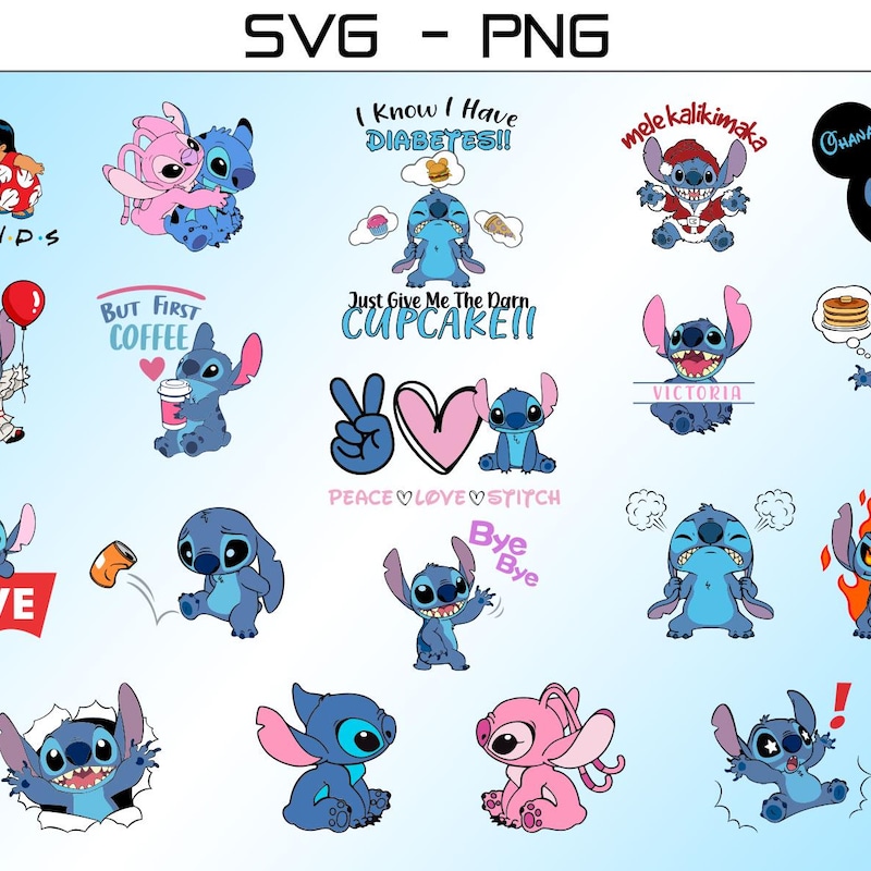 Stitch and Angel Svg - Etsy