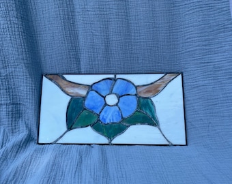 Zen Look of a Blue Flower in Stained Glass Panel. Make to Order - Etsy