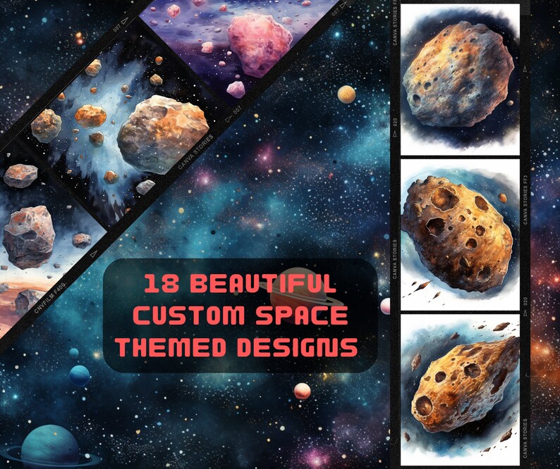 Watercolor Space Rock Clipart Asteroid Clipart Comet Clipart Shooting ...