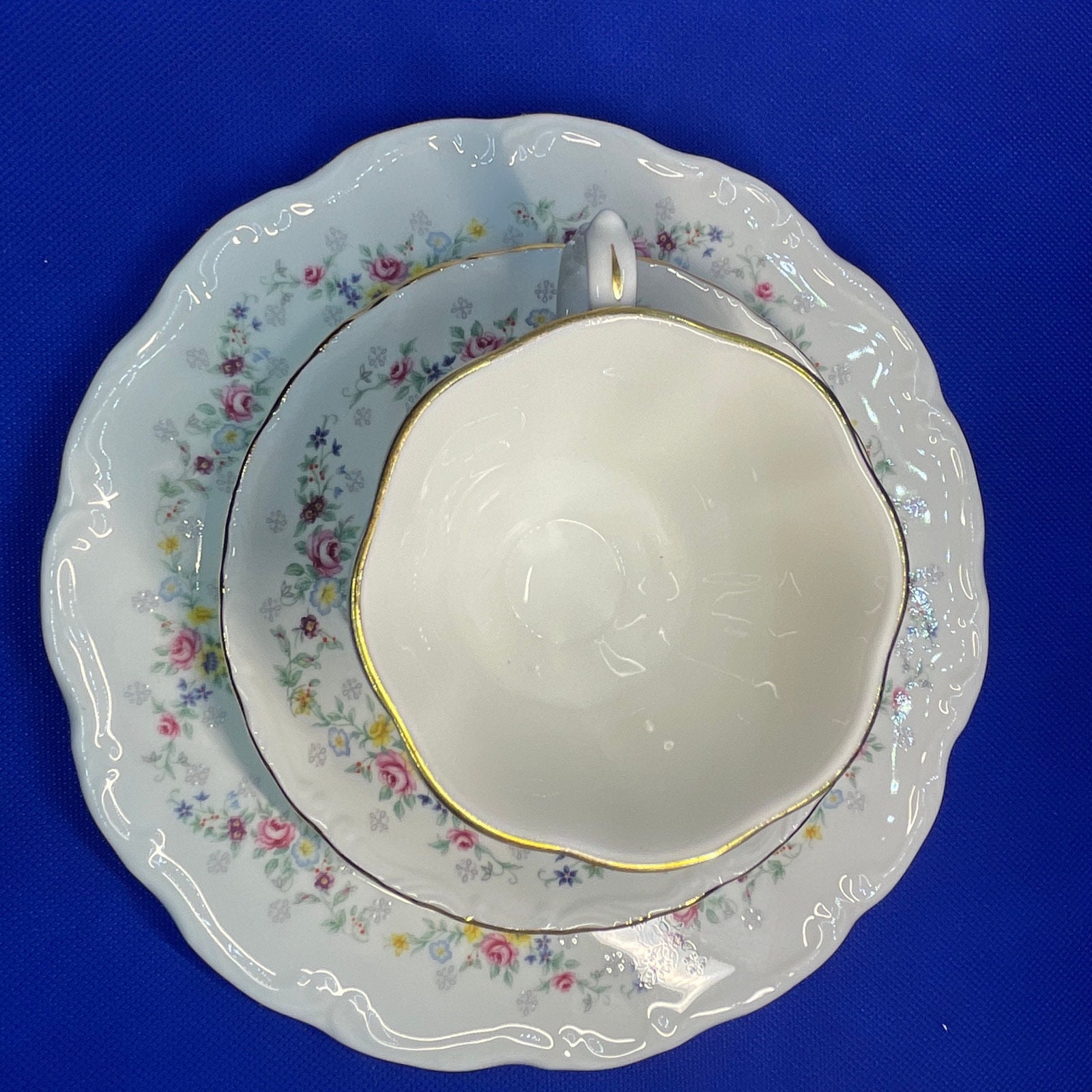 Royal Kent Floral Pink Rose Garland Trio Cup and Saucer With Side Plate ...