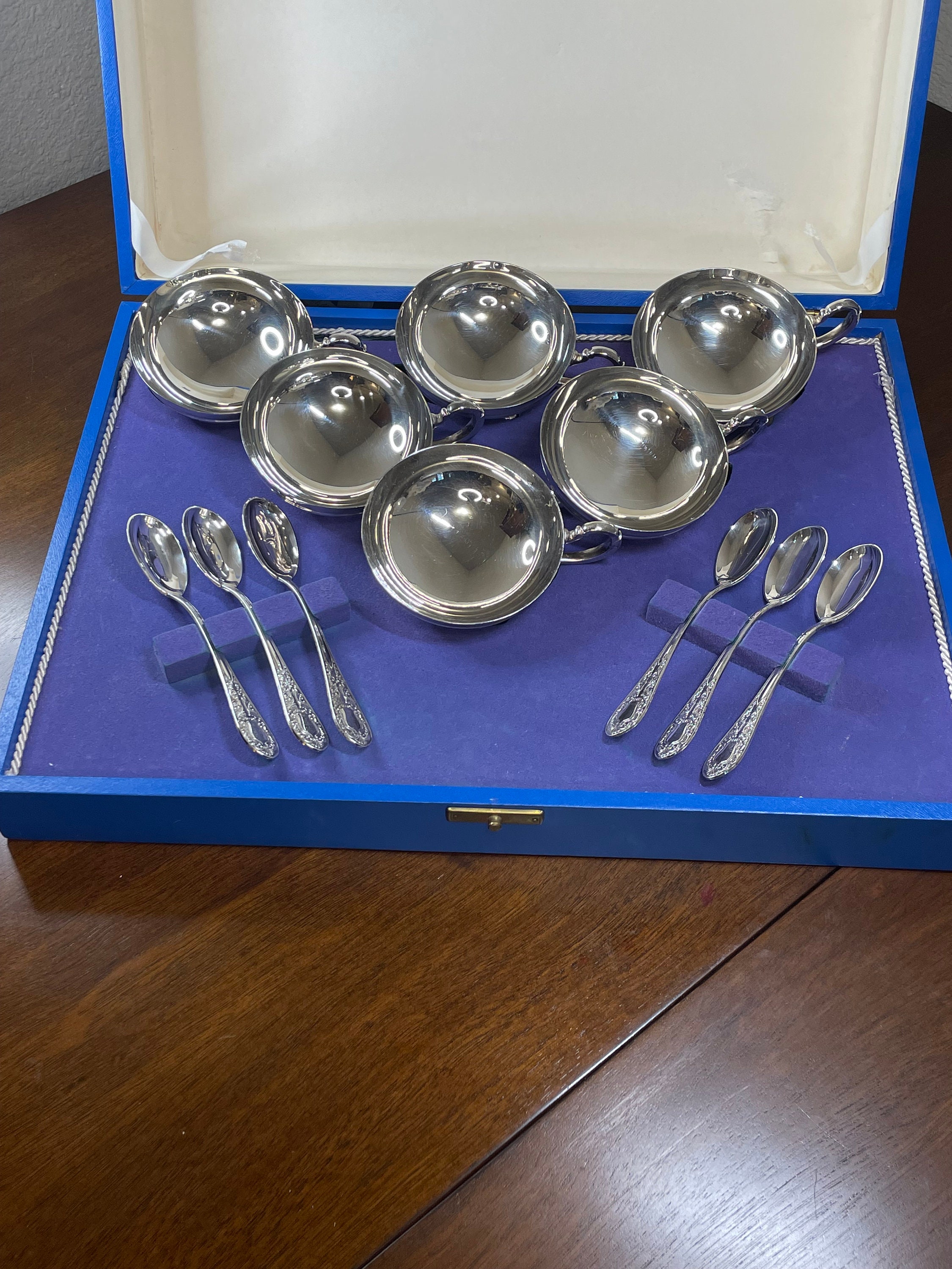 Antique Eberle 90 Silverplate Dessert Footed Cups Bowls Spoons - Etsy