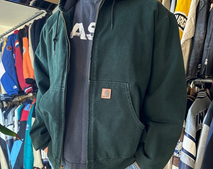 Rare Vintage Carhartt Forest Green Hooded Jacket - Etsy