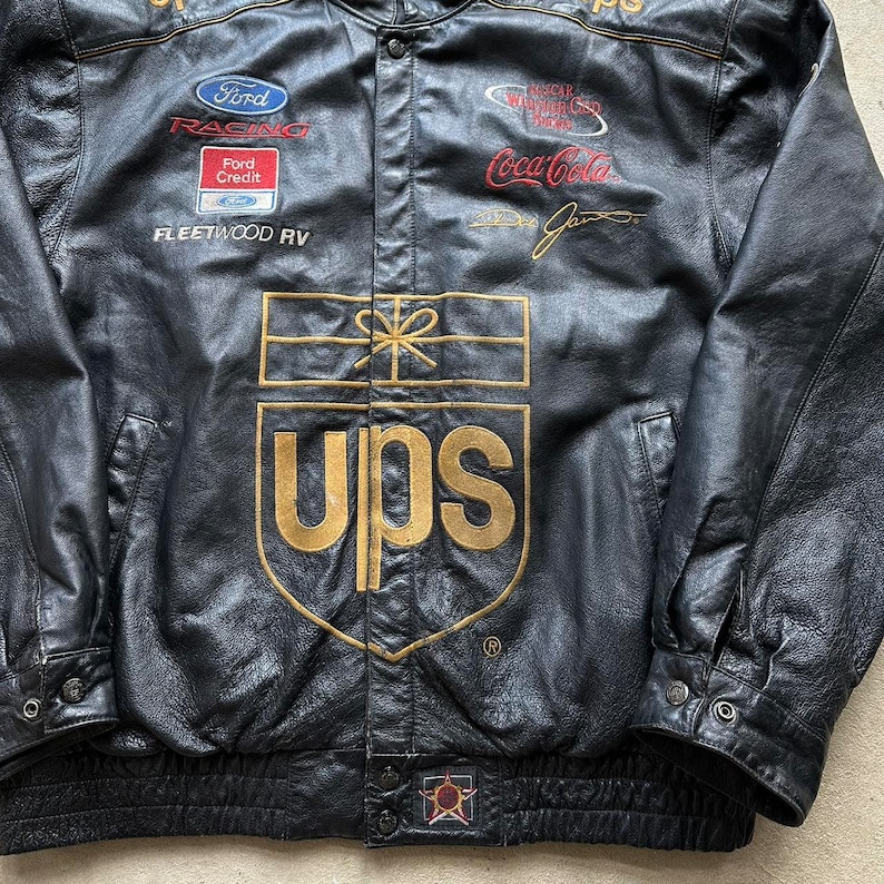 Vintage UPS Leather NASCAR Racing Jacket - Etsy