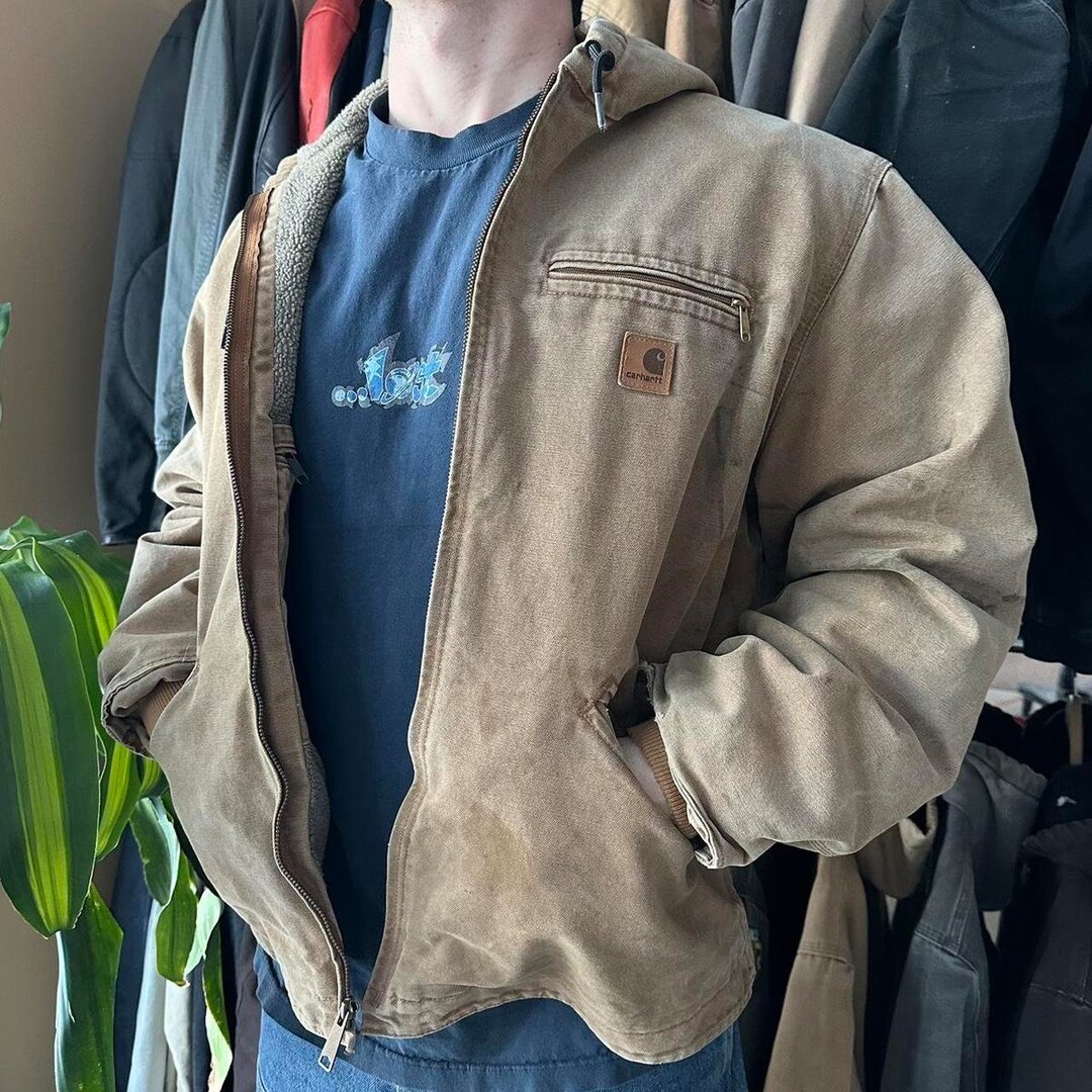 Vintage Carhartt Faded Tan Hooded Jacket XL - Etsy