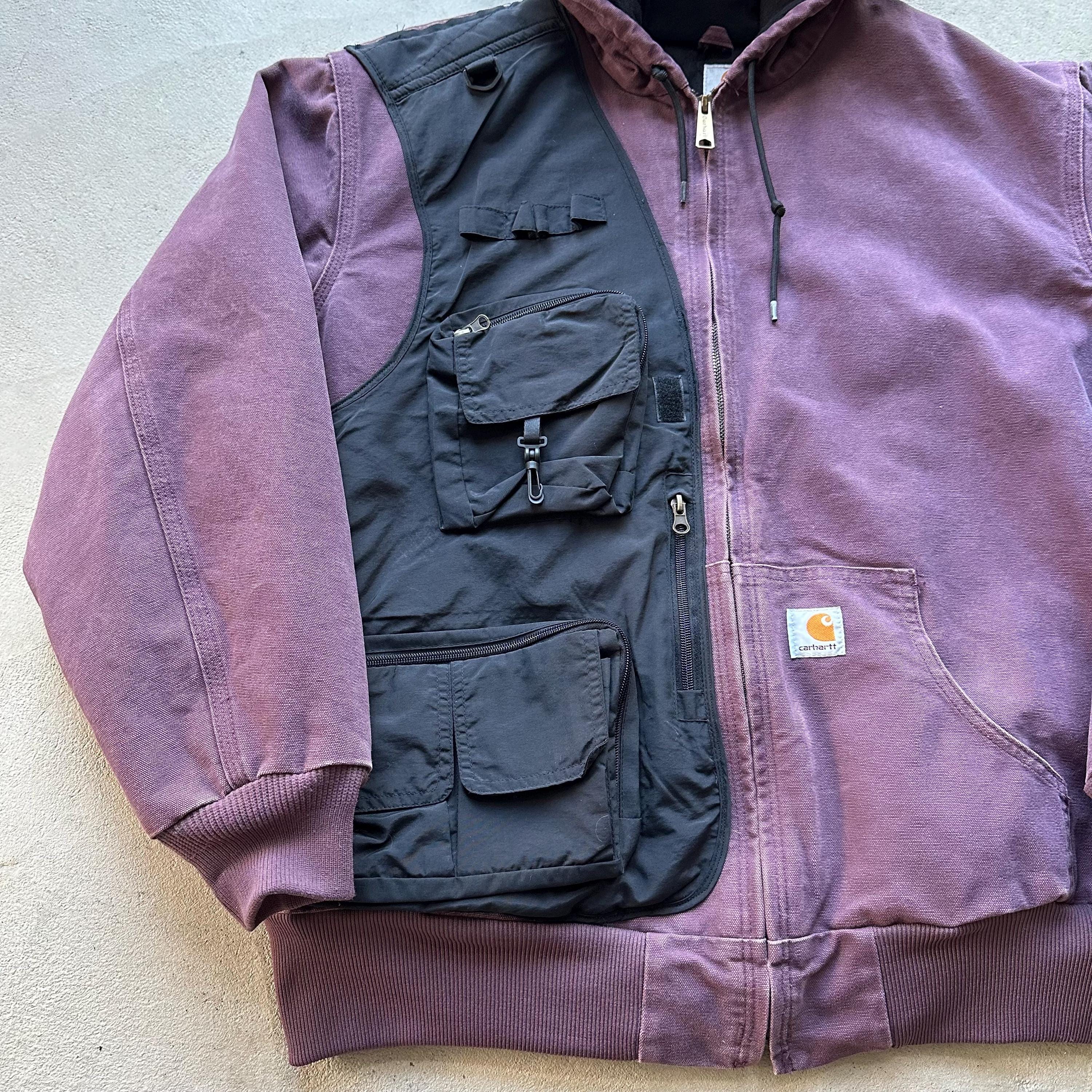 Vintage Carhartt Purple Cargo Vest Hooded Jacket - Etsy Vintage Carhartt Purple Cargo Vest Hooded Jacket - Etsy