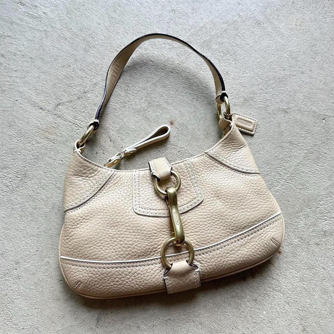 Vintage Y2K Coach Cream Leather Shoulder Bag - Etsy