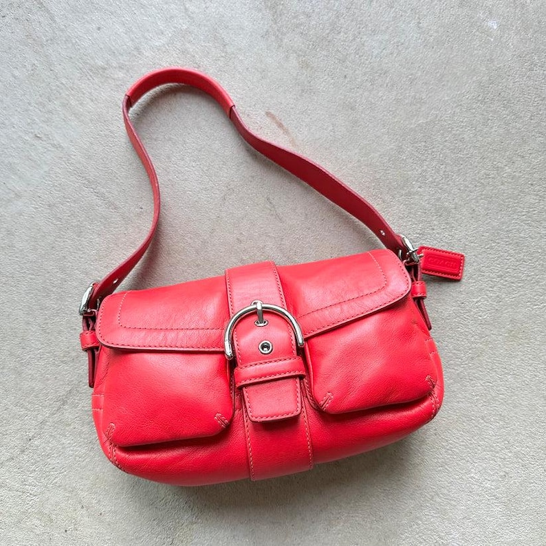 Vintage Y2K Coach Red Mini Leather Square Soho Shoulder Bag - Etsy