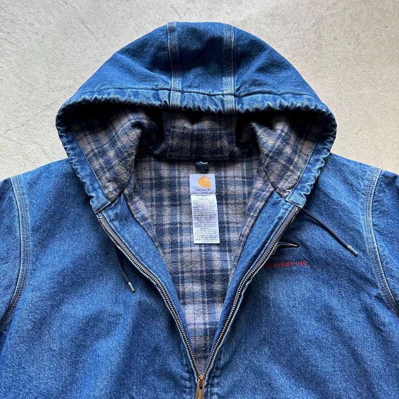 Vintage Carhartt Denim Hooded Jacket - Etsy