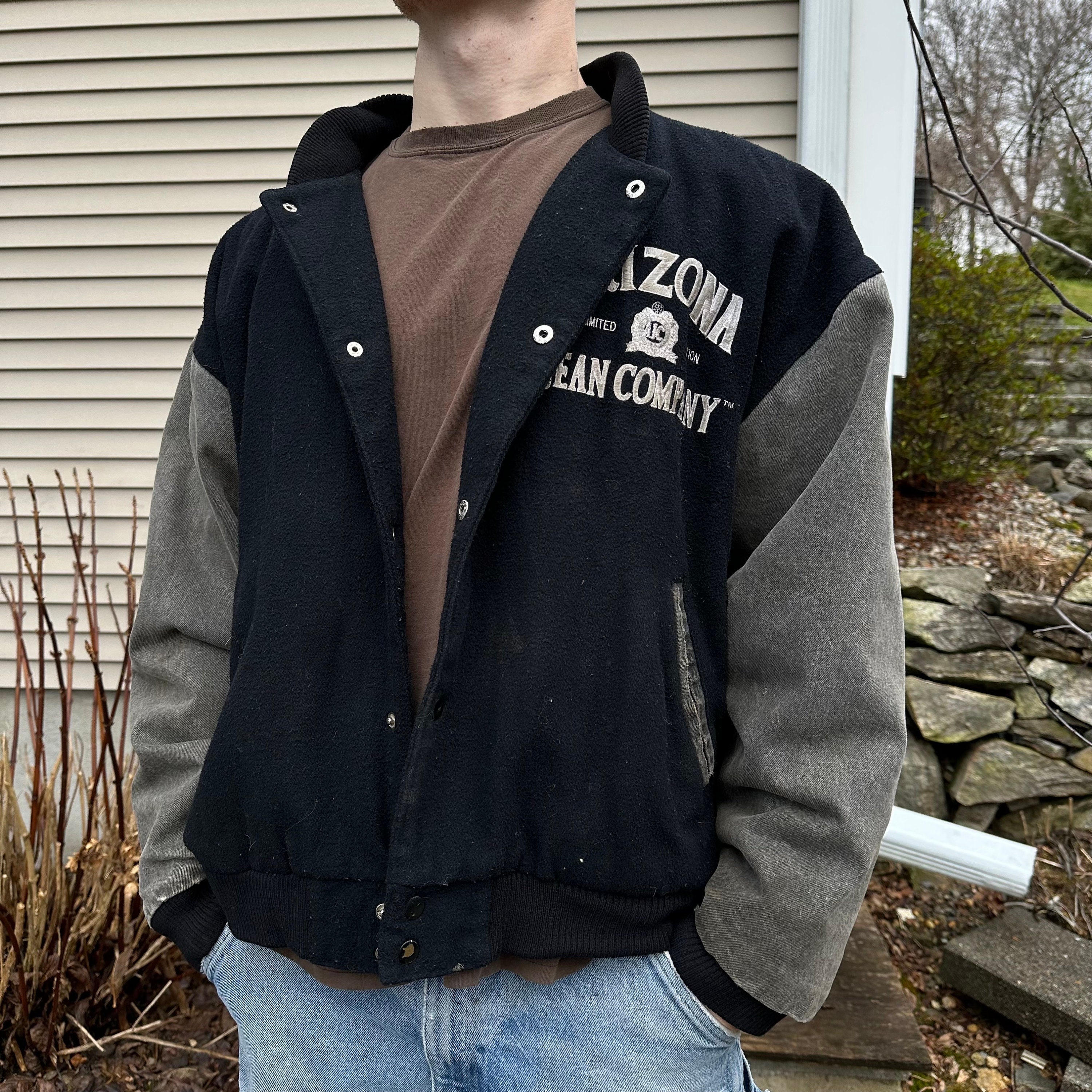 Vintage Arizona Black Bomber Jacket - XL - Etsy Vintage Arizona Black Bomber Jacket - XL - Etsy