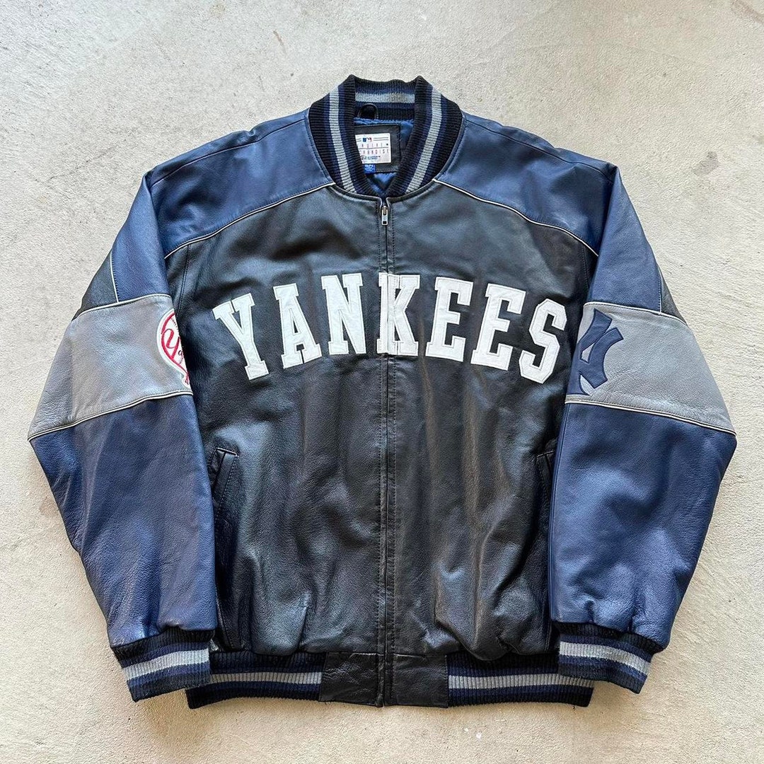 RARE Vintage New York Yankees Leather Jacket XL - Etsy