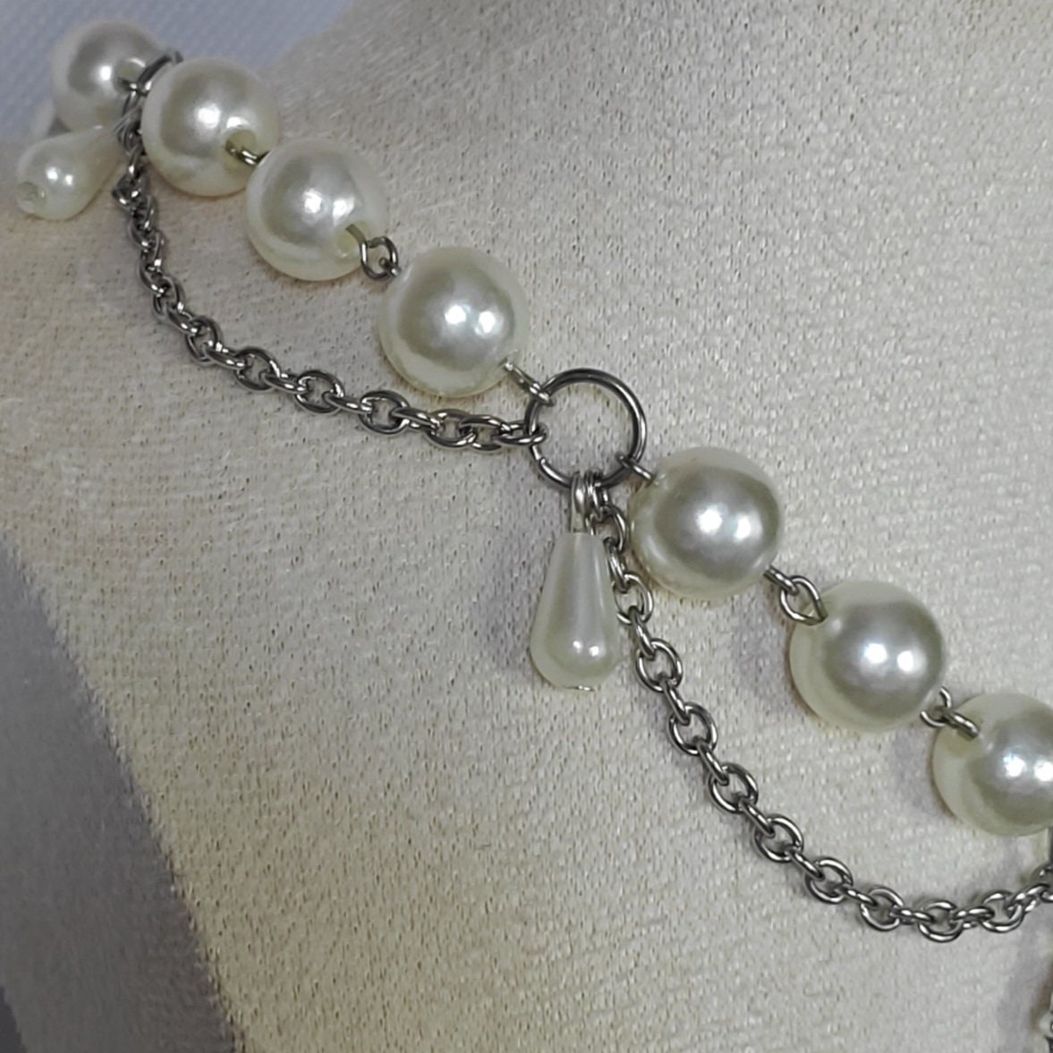 Pearl Layered Cross Choker Necklace Regal Style Aesthetic Coquette ...