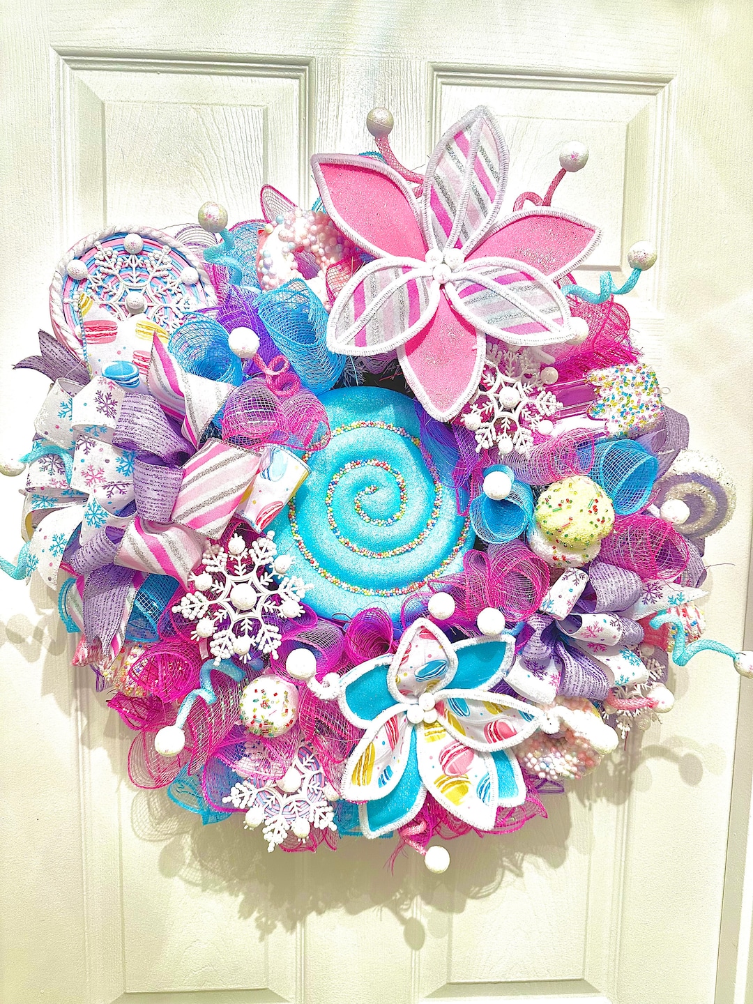 Christmas Candy Land Wreath Pink Holiday Decor Candy - Etsy