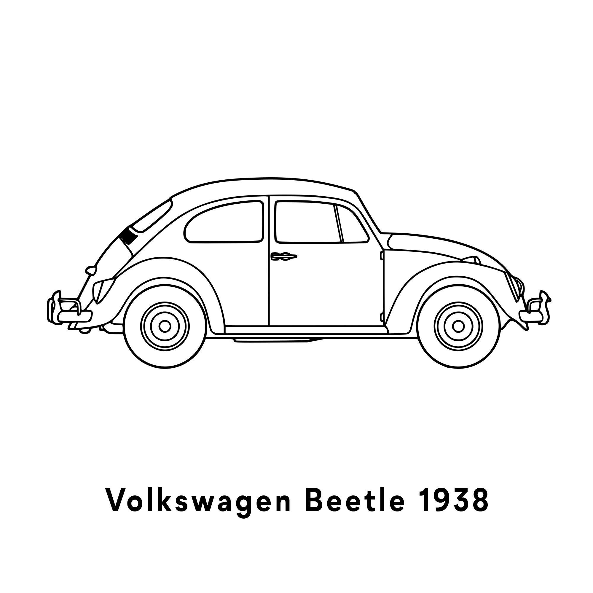 Volkswagen Beetle SVG Clip Art Vintage Car Vector Illustration ...