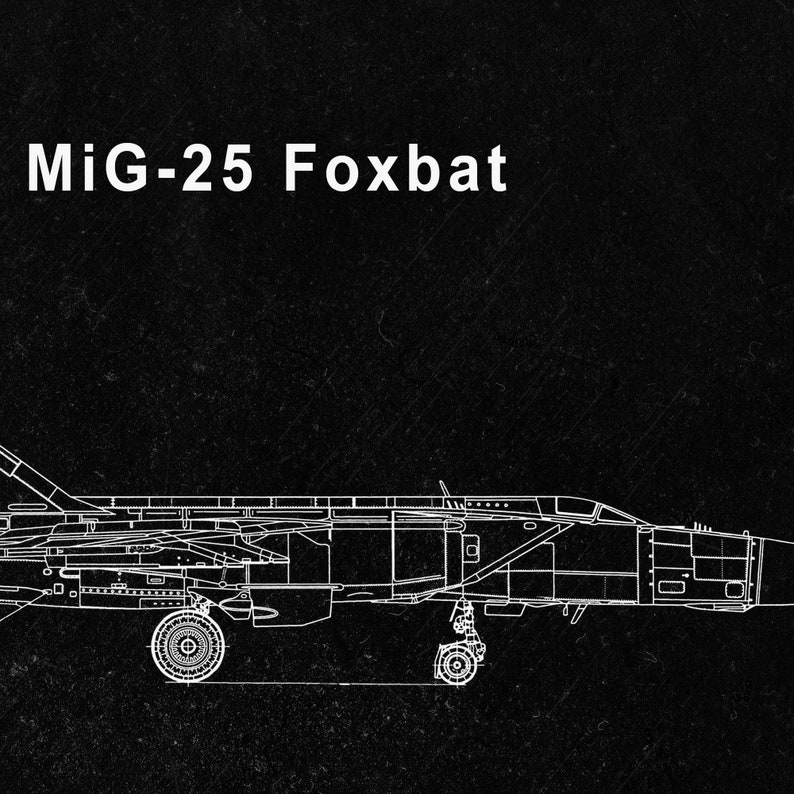 Mikoyan Gurevich Mig25 Blueprint Poster Wall Art Mig25 Aircraft Wall ...