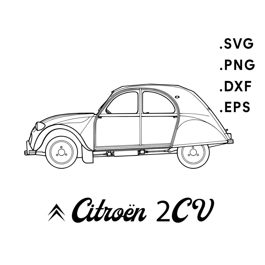 Vintage Citroen 2CV Car SVG Art Classic Automobile Clip Art Instant ...