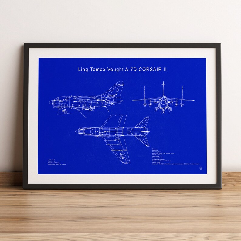 Vought A7 Wall Art Gift for Pilot Office A7 Corsair Airplane Vintage ...