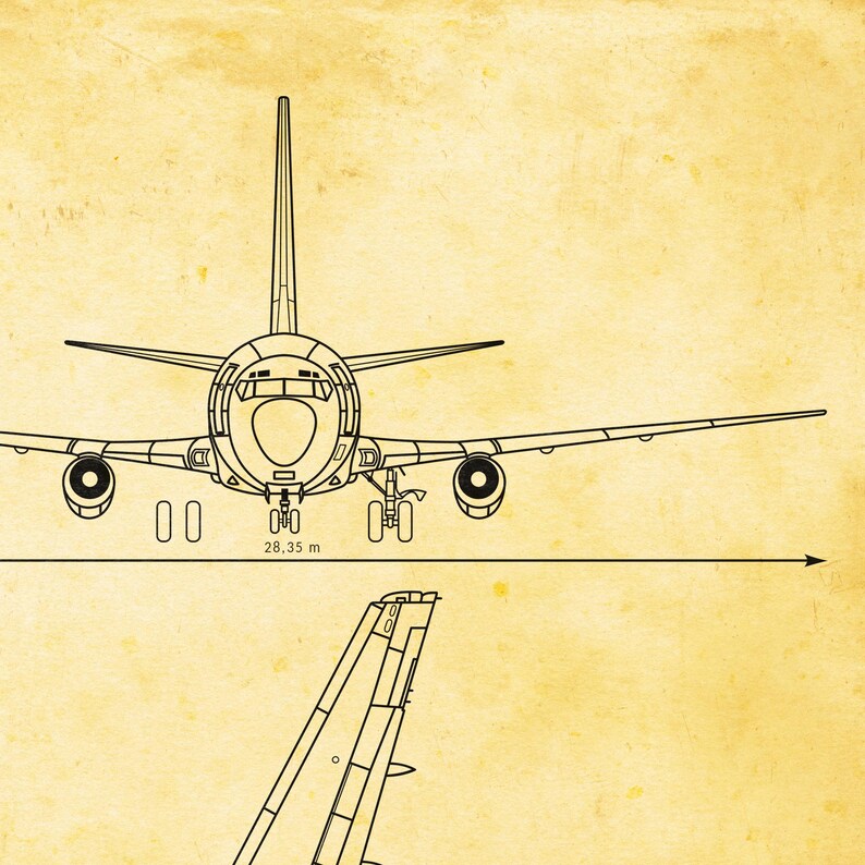 Boeing 737 Blueprint Art Wall Decor Boeing 737 Art Gift for Aviators ...