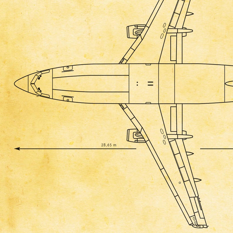 Boeing 737 Blueprint Art Wall Decor Boeing 737 Art Gift for Aviators ...