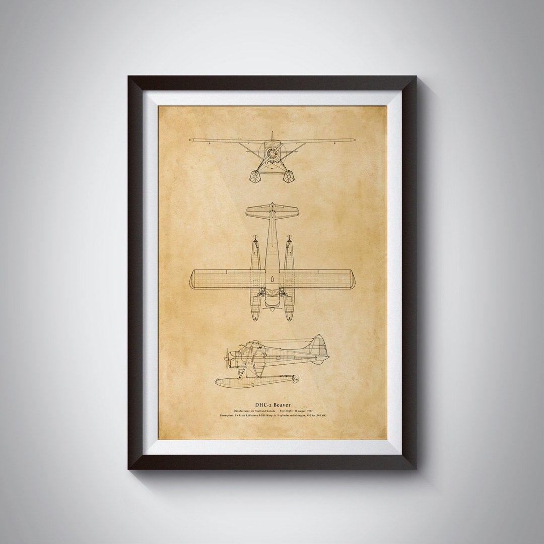 Vintage Seaplane Poster DHC2 Beaver Wall Art DHC2 Beaver Pilot Gift ...
