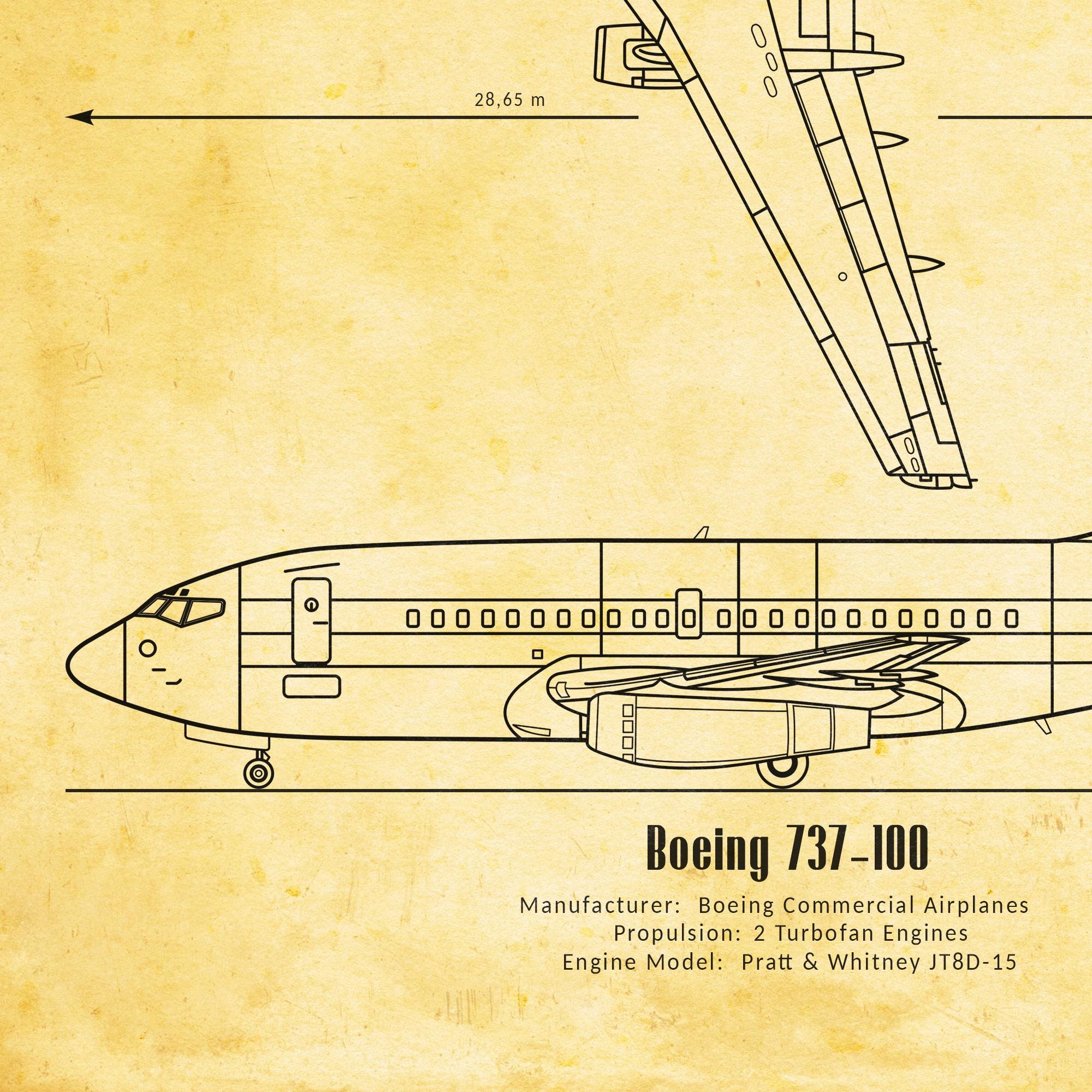 Boeing 737 Blueprint Art Wall Decor Boeing 737 Art Gift for Aviators ...