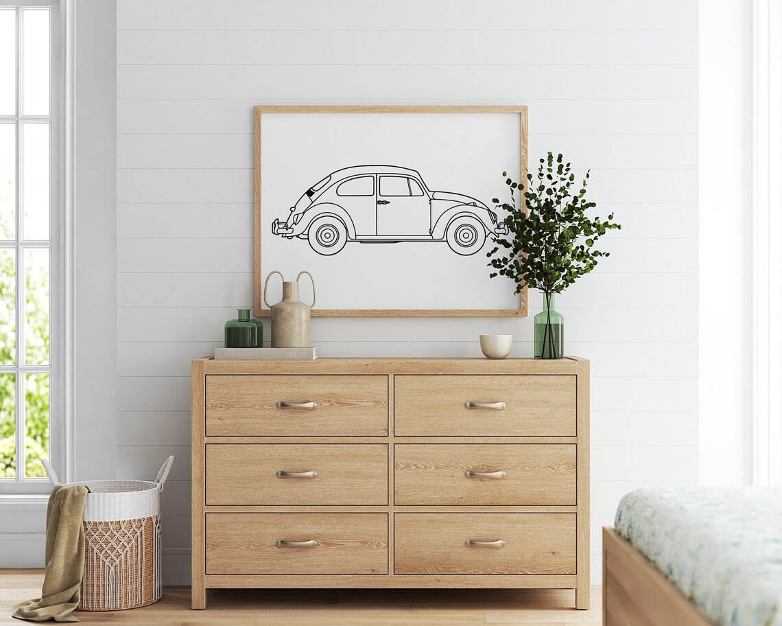 Volkswagen Beetle SVG Clip Art Vintage Car Vector Illustration ...