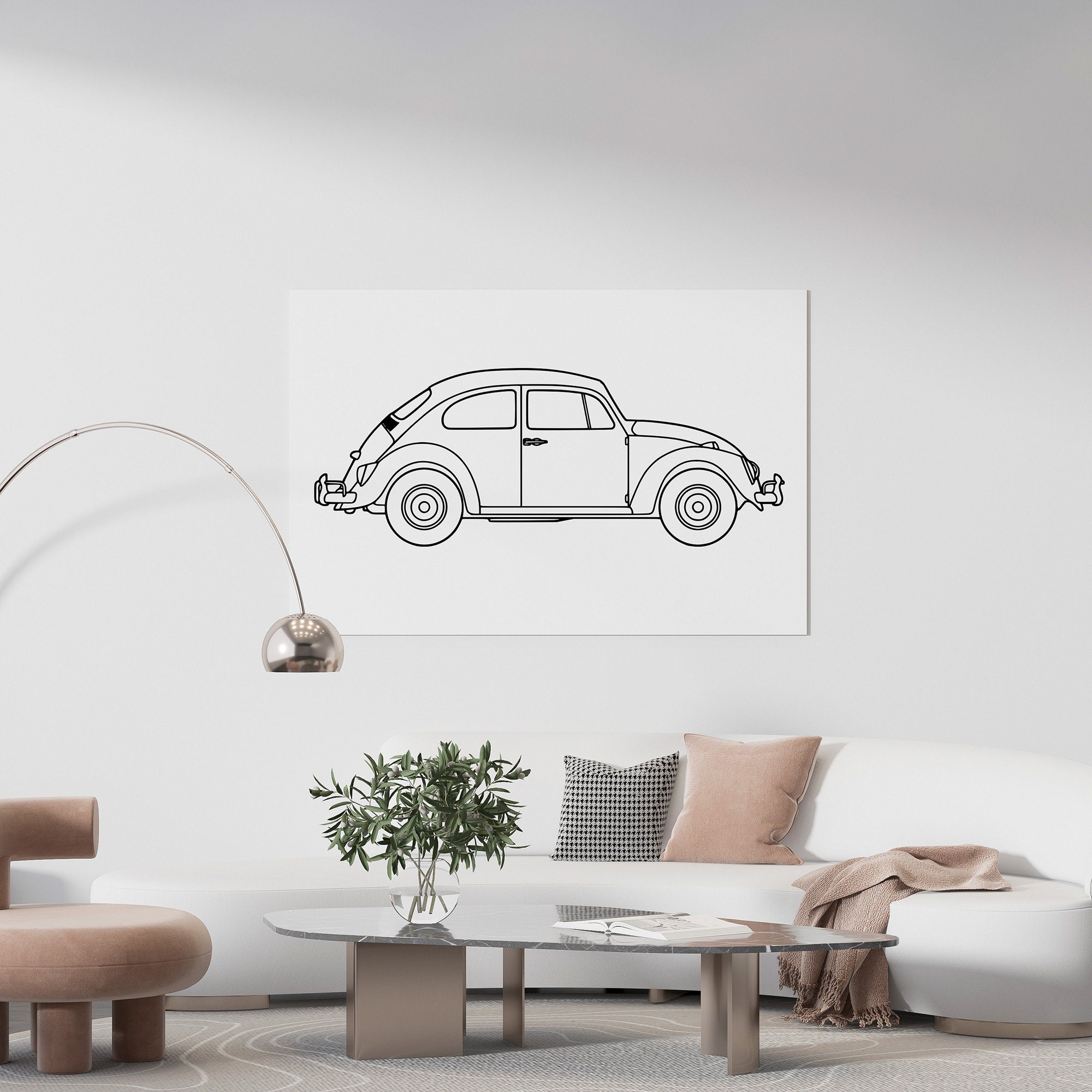 Volkswagen Beetle SVG Clip Art Vintage Car Vector Illustration ...