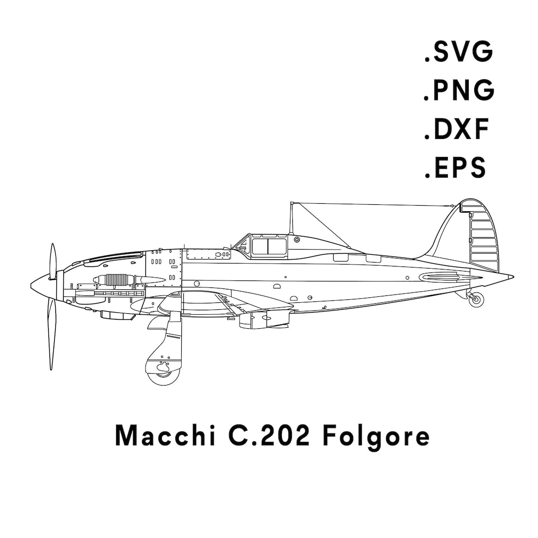 Macchi C 202 Folgore Airplane Svg Art Bundle Digital Download Vector ...