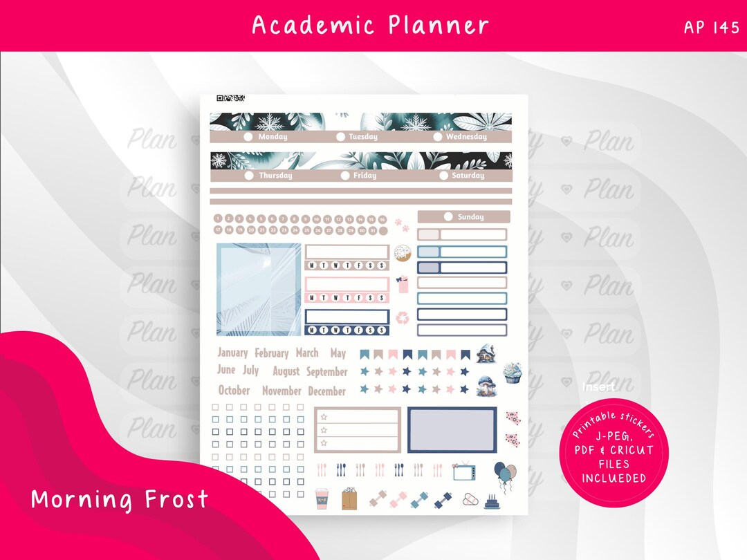 ACADEMIC PLANNER Morning Frost- Winter Stickers for Erin Condren ...