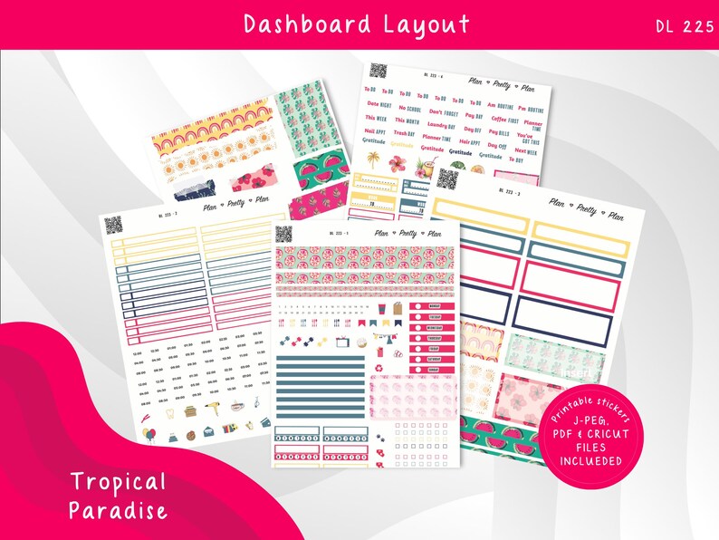 DASHBOARD LAYOUT Tropical Paradise - PRINTABLE Weekly Stickers for Erin ...