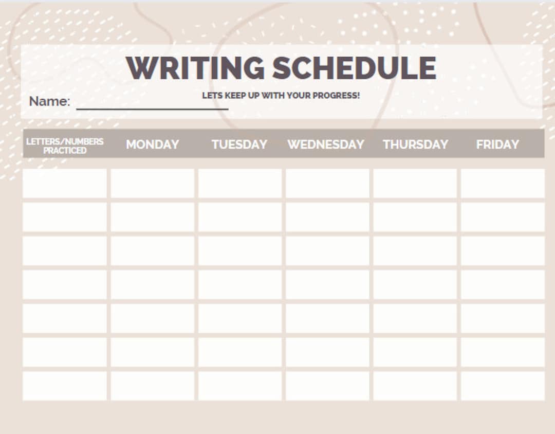 Writing Schedule Planner - Etsy