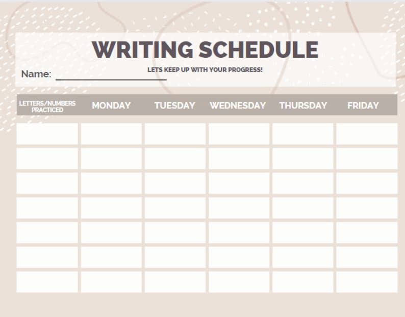 Writing Schedule Planner - Etsy