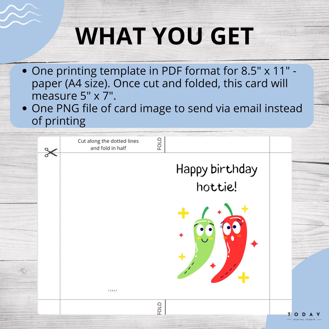 Printable Birthday Card, Digital Download, E-card, Cute, Funny, Chilli ...